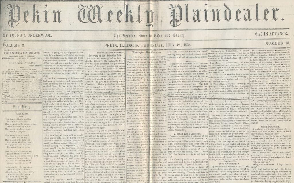 The Pekin Times’ plaindealing predecessor - Pekin Public Library