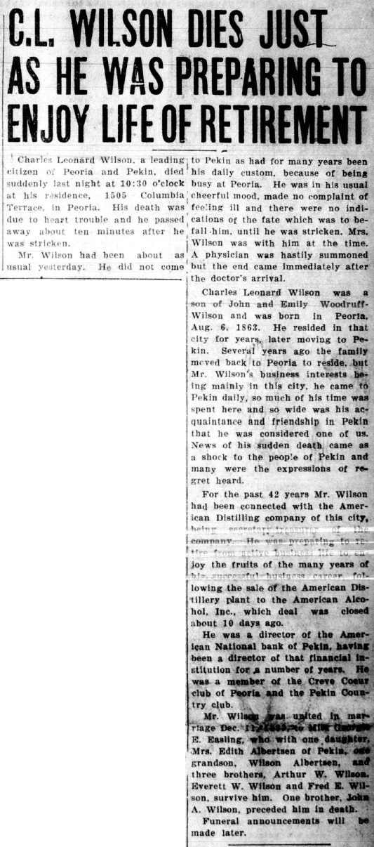 Charles L. Wilson, co-founder of the American Distilling Co. - Pekin ...
